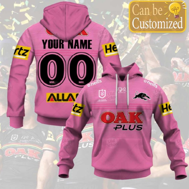 NRL Penrith Panthers Custom Name Number Pink 2021 Away Jersey Pullover ...