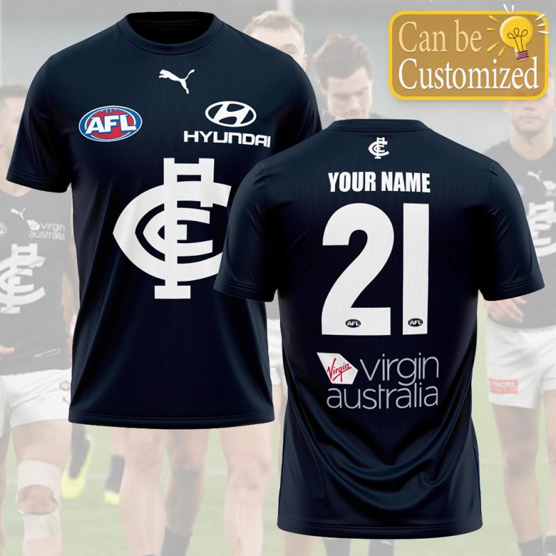 AFL Carlton Blues Custom Name Number 2021 Home Guernsey T-Shirt