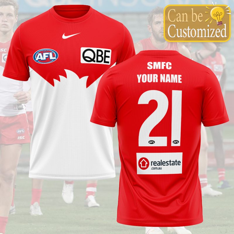 AFL Sydney Swans Custom Name Number 2021 Home Guernsey T-Shirt