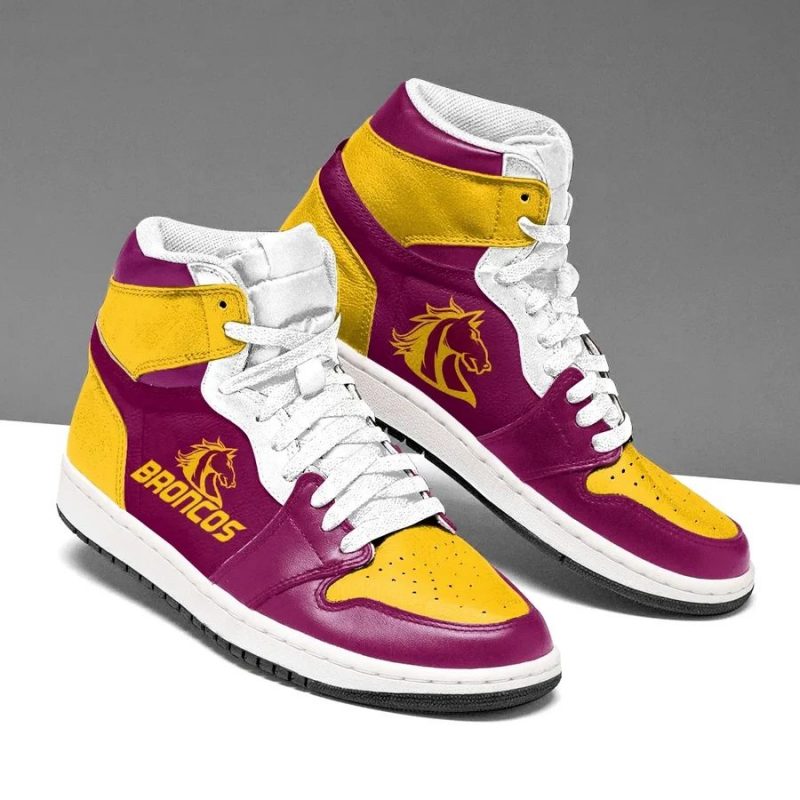 NRL Brisbane Broncos Gold Maroon Air Jordan 1 High Sneakers