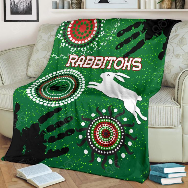 NRL South Sydney Rabbitohs Indigenous Fleece Blanket V1