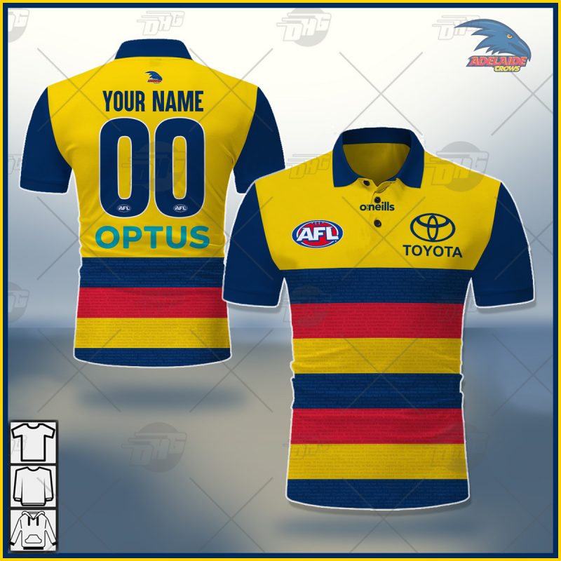 AFL Adelaide Crows Custom Name Number 2021 Clash Guernsey Polo Shirt