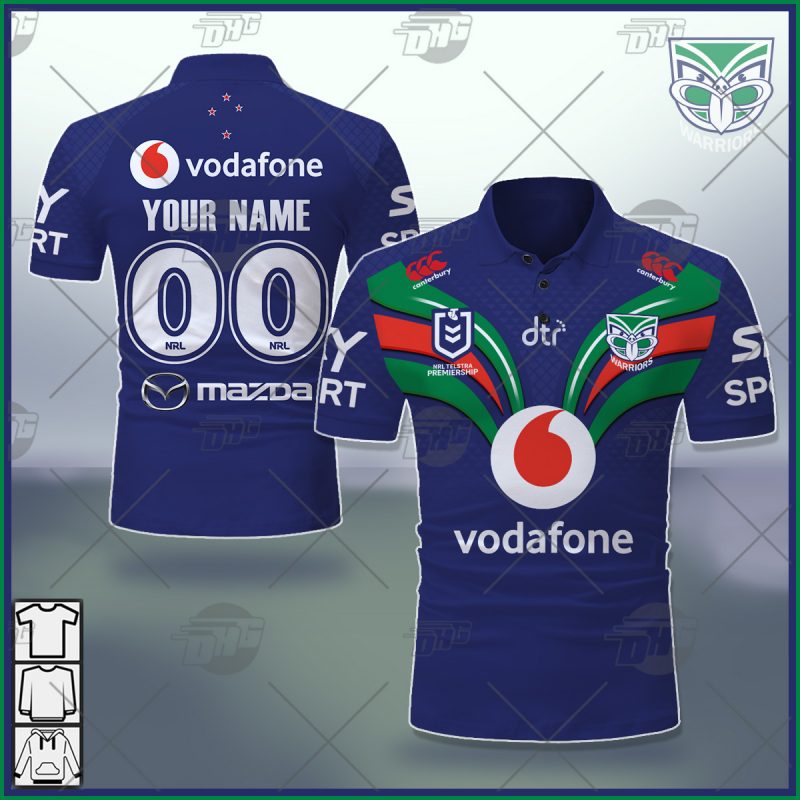 NRL New Zealand Warriors Custom Name Number 2021 Home Jersey Polo Shirt