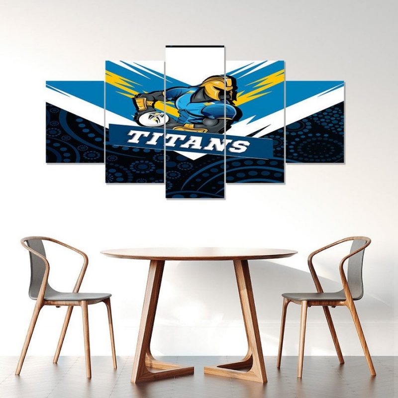 NRL Gold Coast Titans Mascot 5 Panel Canvas