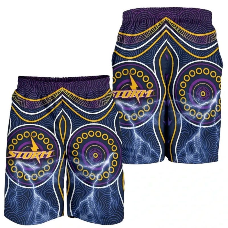 NRL Melbourne Storm Indigenous Men Beach Shorts V2
