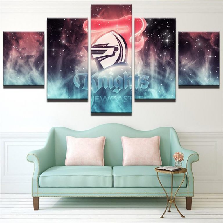 NRL Newcastle Knights Logo 5 Panel Canvas