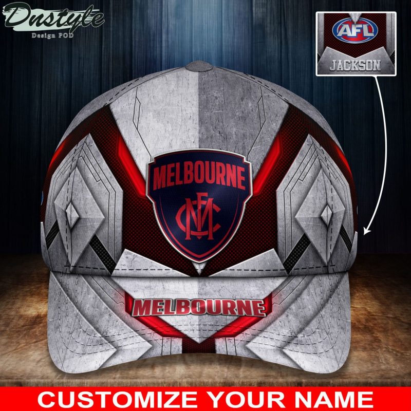 AFL Melbourne Demons Custom Name Grey Red Classic Cap