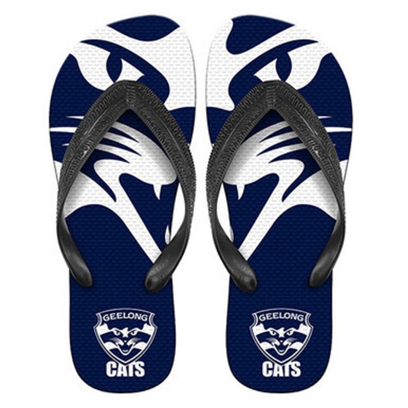 AFL Geelong Cats Navy Blue White Flip Flops
