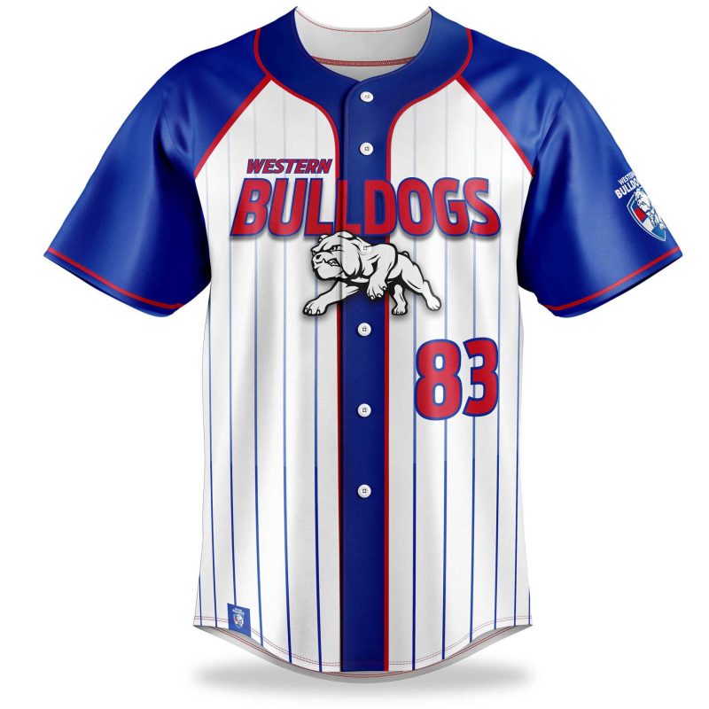 AFL Western Bulldogs White Blue Baseball Jersey