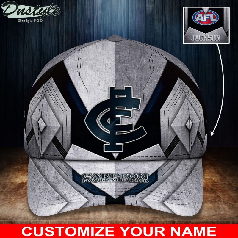 AFL Carlton Blues Custom Name Grey Classic Cap