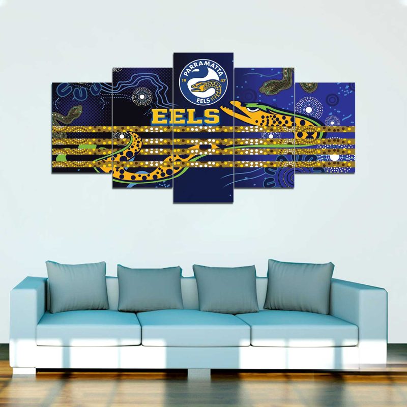 NRL Parramatta Eels Indigenous Style 5 Panel Canvas