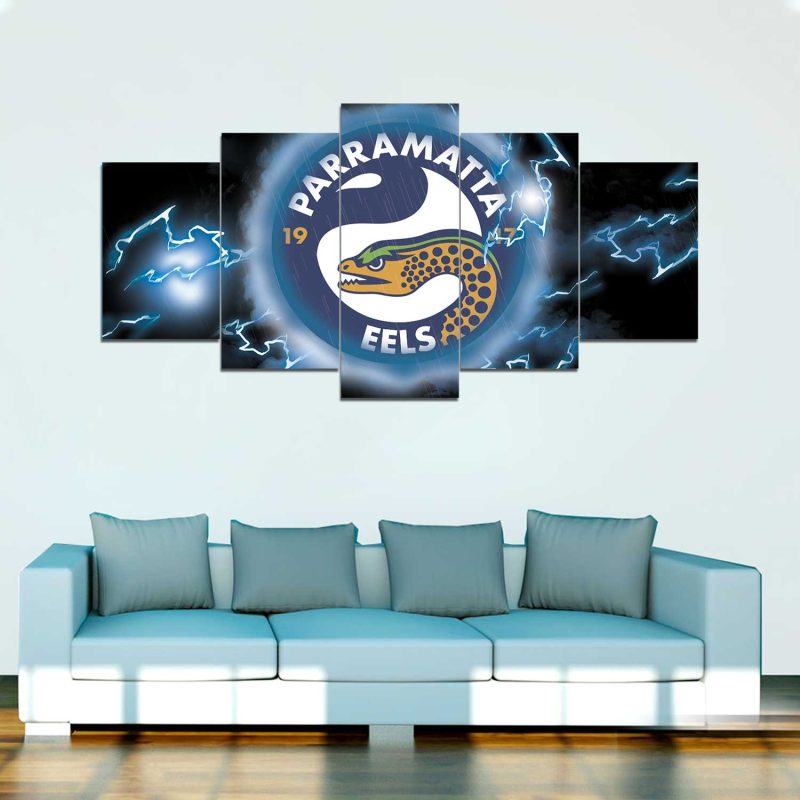 NRL Parramatta Eels Lighting Version 5 Panel Canvas