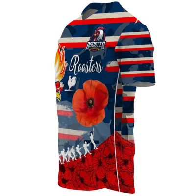 NRL Sydney Roosters Custom Text Poppy Flower Baseball Jersey