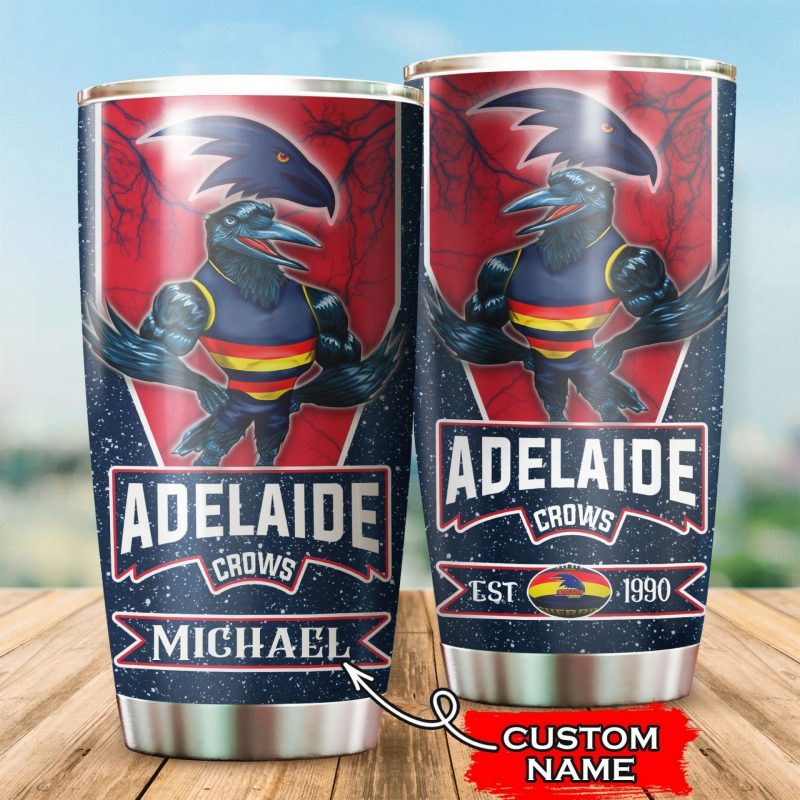 AFL Adelaide Crows Custom Name Red Navy Blue Tumbler V2