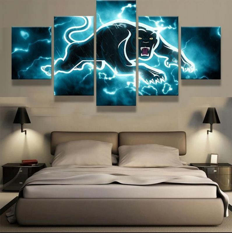 NRL Penrith Panthers Lightning Edition 5 Panel Canvas