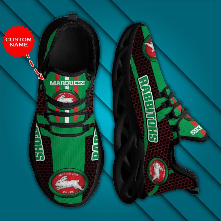 NRL South Sydney Rabbitohs Custom Name Max Soul Shoes V8