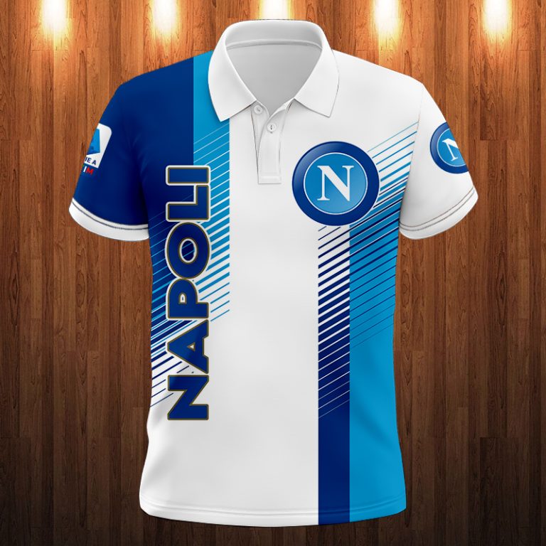 SSC Napoli White Blue Light Blue Polo Shirt