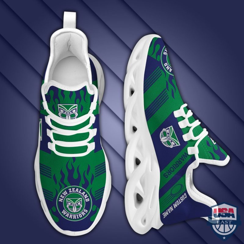 NRL New Zealand Warriors Custom Name Blue Green Max Soul Shoes V6