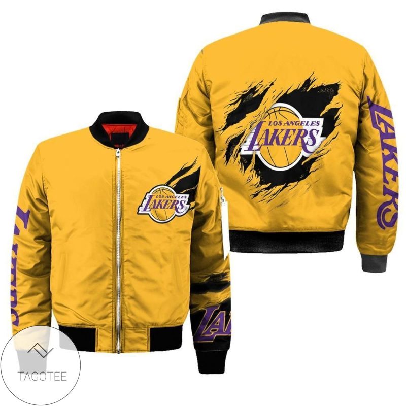 NBA Los Angeles Lakers Gold Scratch Bomber Jacket