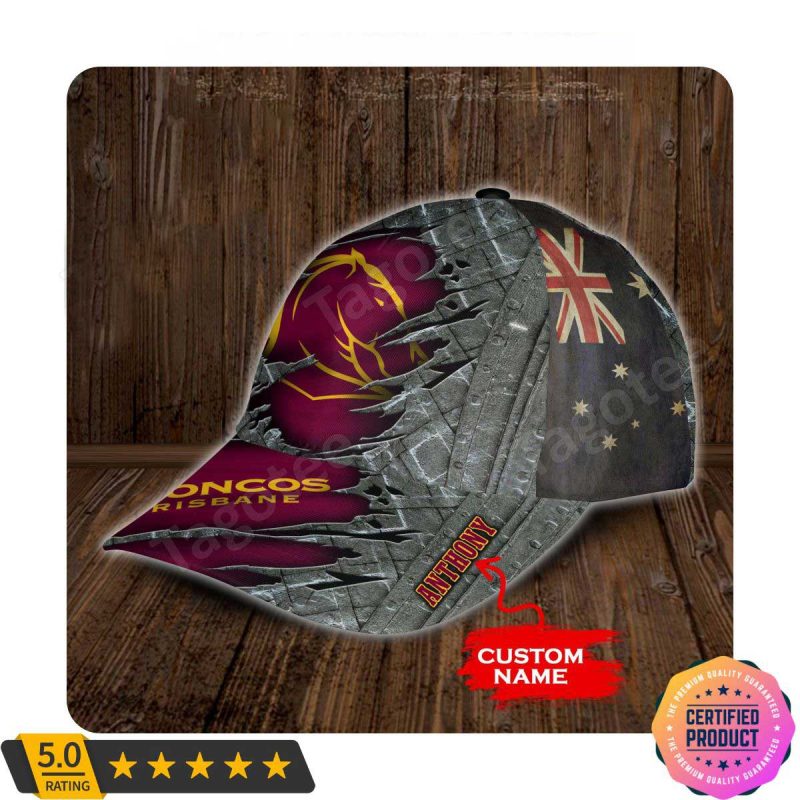 NRL Brisbane Broncos Custom Name Logo Classic Cap