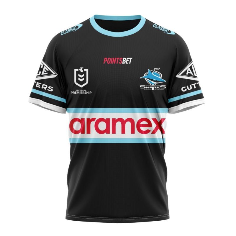 NRL Cronulla-Sutherland Sharks Custom Name Number 2023 Away Jersey T-Shirt
