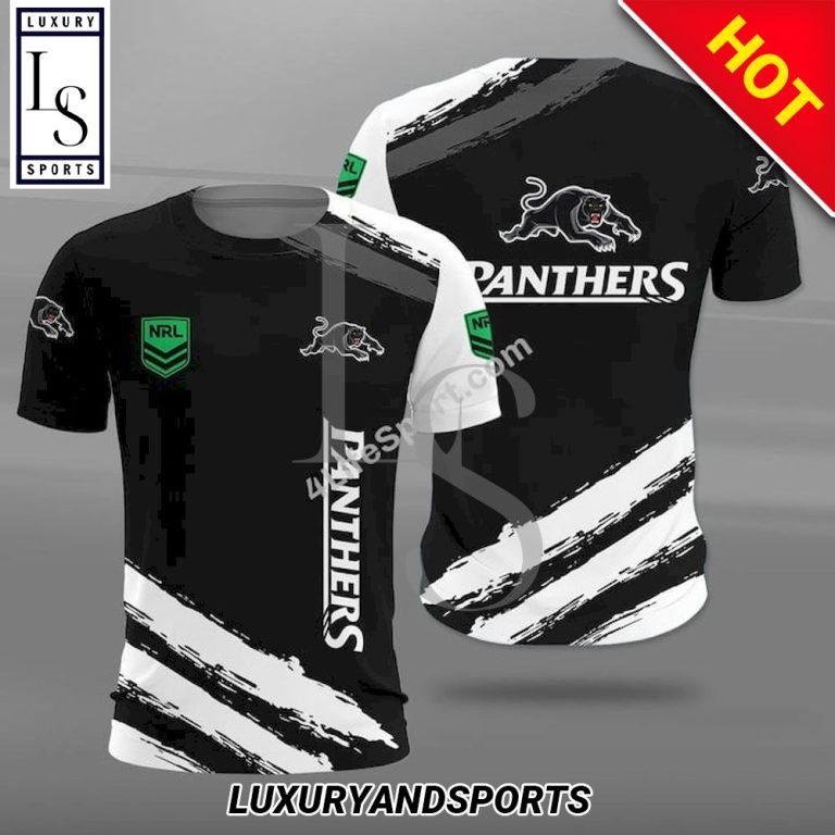 NRL Penrith Panthers Black White T-Shirt V13