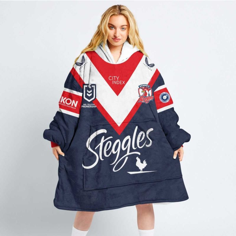 NRL Sydney Roosters Custom Name Number 2023 Home Jersey Fleece Oodie