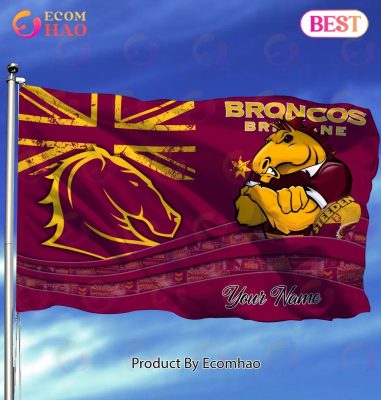NRL Brisbane Broncos Custom Name Mascot House Flag