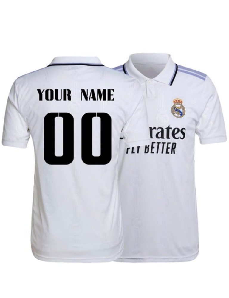 Real Madrid Custom Name Number Home White Polo Shirt