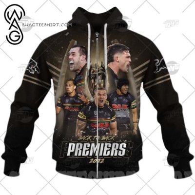 NRL Penrith Panthers Black Back To Back Premiers 2022 Zip Up Hoodie