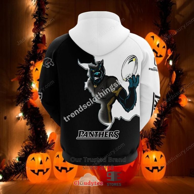 NRL Penrith Panthers Black White Mascot Scratch Pullover Hoodie