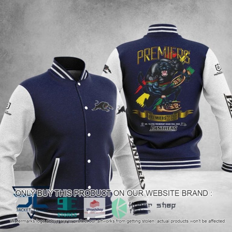 NRL Penrith Panthers Navy Blue Premiers 2022 - 2023 Mascot Baseball Jacket