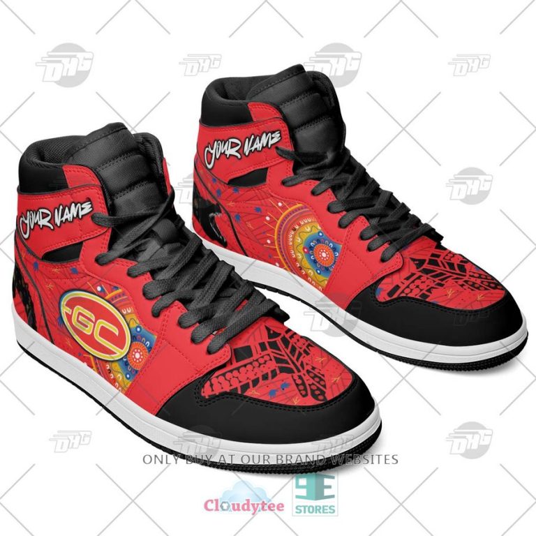 AFL Gold Coast Suns Custom Name Red Indigenous Air Jordan 1 High Sneakers