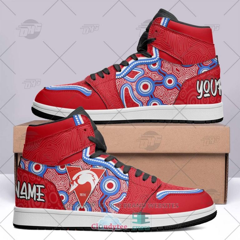 AFL Sydney Swans Custom Name Red Indigenous Air Jordan 1 High Sneakers
