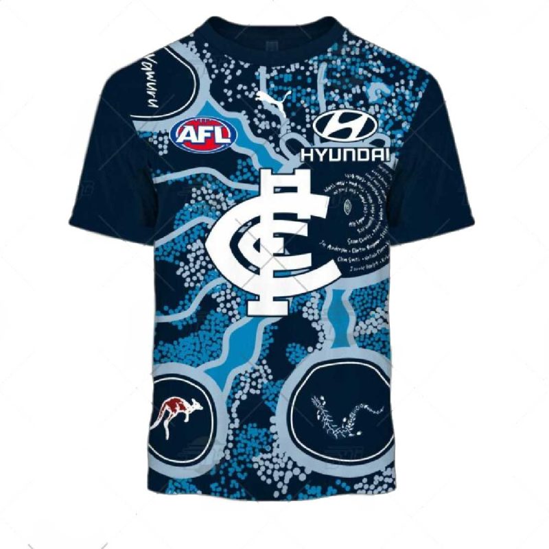 AFL Carlton Blues Custom Name Number 2022 Indigenous Guernsey T-Shirt