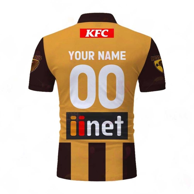 AFL Hawthorn Hawks Custom Name Number 2023 Home Guernsey Polo Shirt
