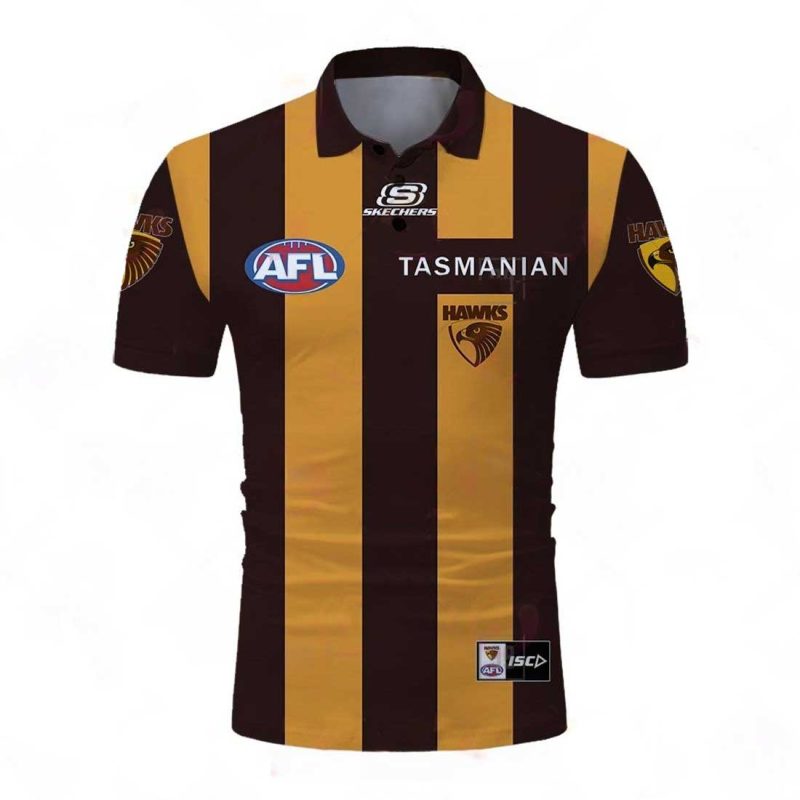 AFL Hawthorn Hawks Custom Name Number 2023 Home Guernsey Polo Shirt