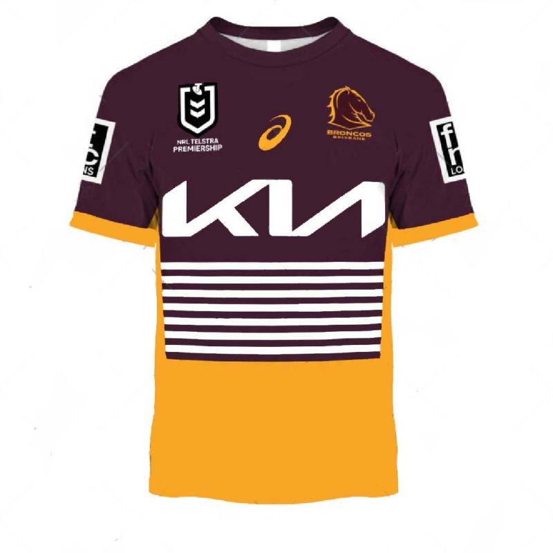 NRL Brisbane Broncos Custom Name Number 2022 Heritage Jersey T-Shirt