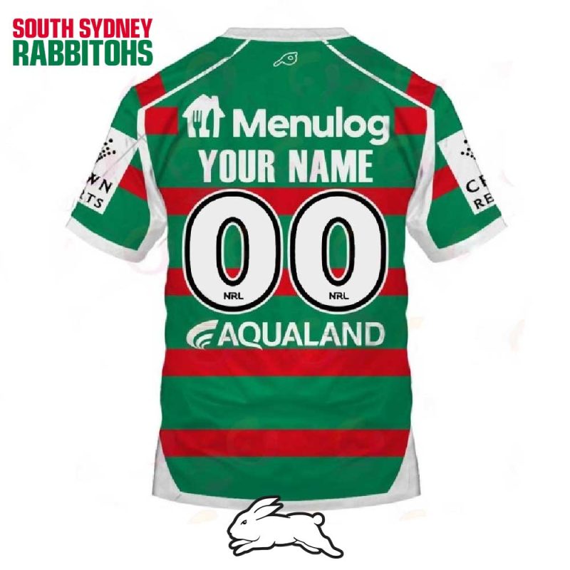 NRL South Sydney Rabbitohs Custom Name Number 2023 Away Jersey T-Shirt