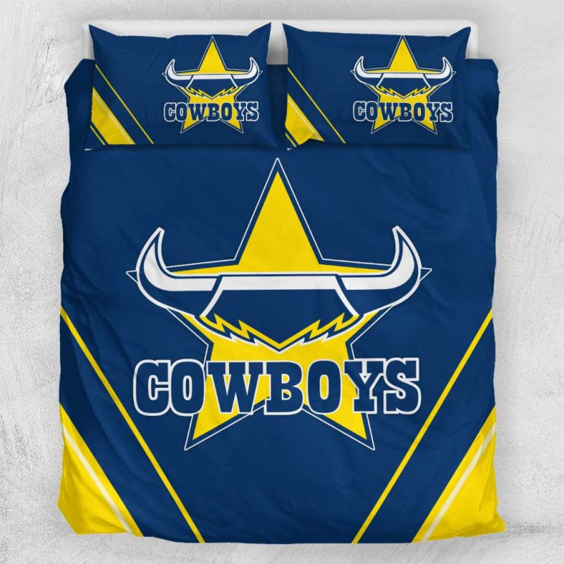 NRL North Queensland Cowboys Blue Yellow Doona Cover V2