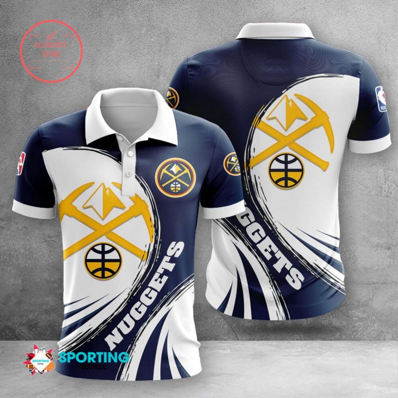 NBA Denver Nuggets Blue White Polo Shirt V2