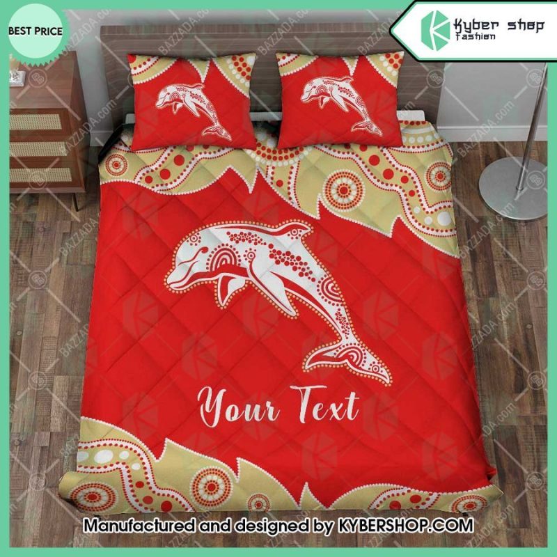 NRL Dolphins Custom Text Indigenous Doona Cover