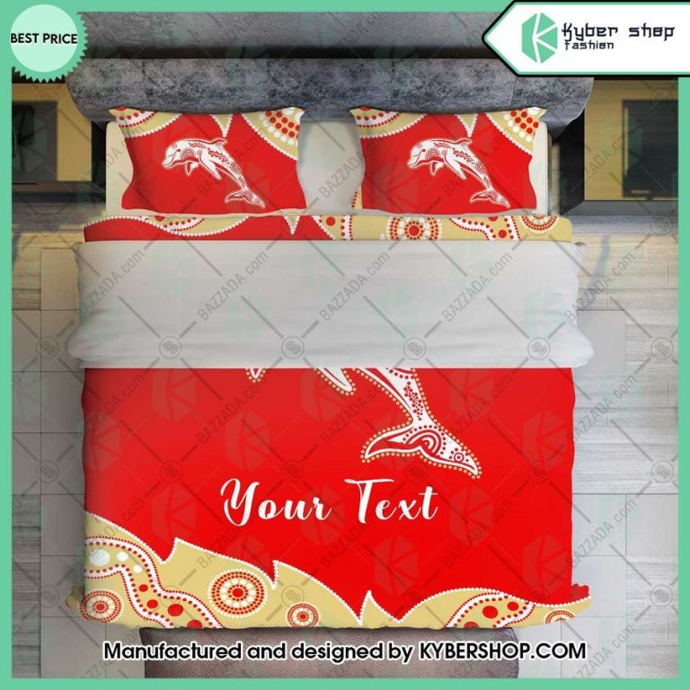 NRL Dolphins Custom Text Indigenous Doona Cover