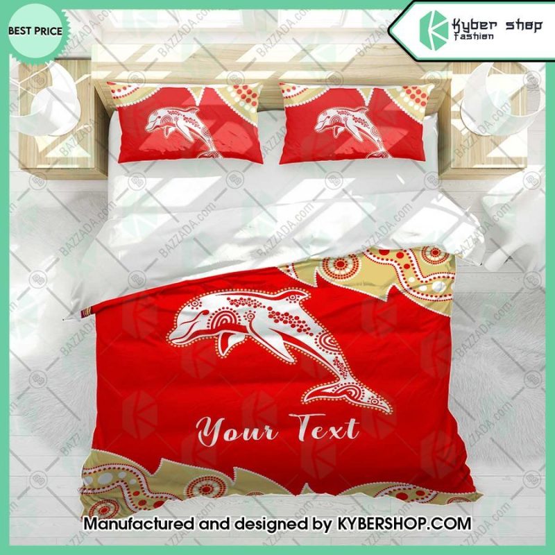 NRL Dolphins Custom Text Indigenous Doona Cover