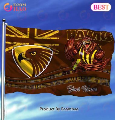 AFL Hawthorn Hawks Custom Name Mascot House Flag