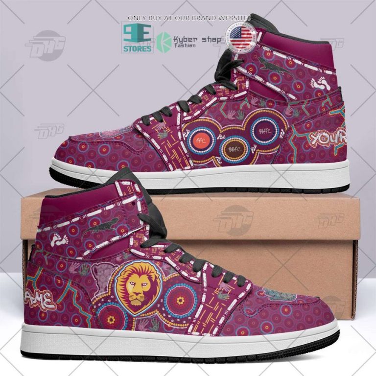 AFL Brisbane Lions Custom Name Indigenous Air Jordan 1 High Sneakers