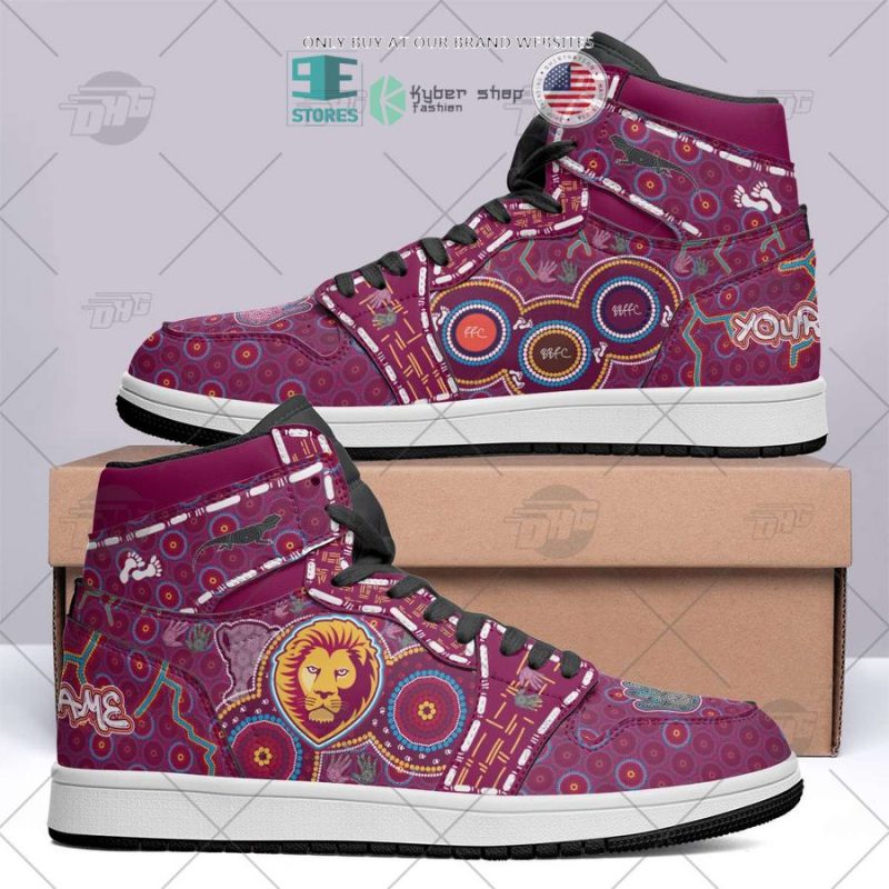 AFL Brisbane Lions Custom Name Indigenous Air Jordan 1 High Sneakers