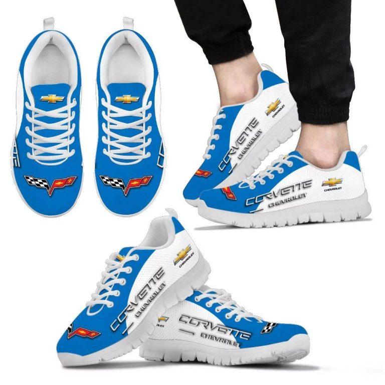 Chevrolet Corvette Blue White Running Shoes V2