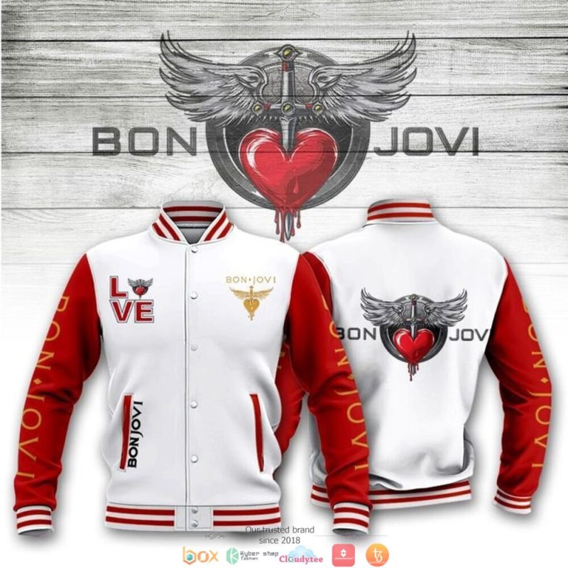 Bon Jovi White Red Baseball Jacket