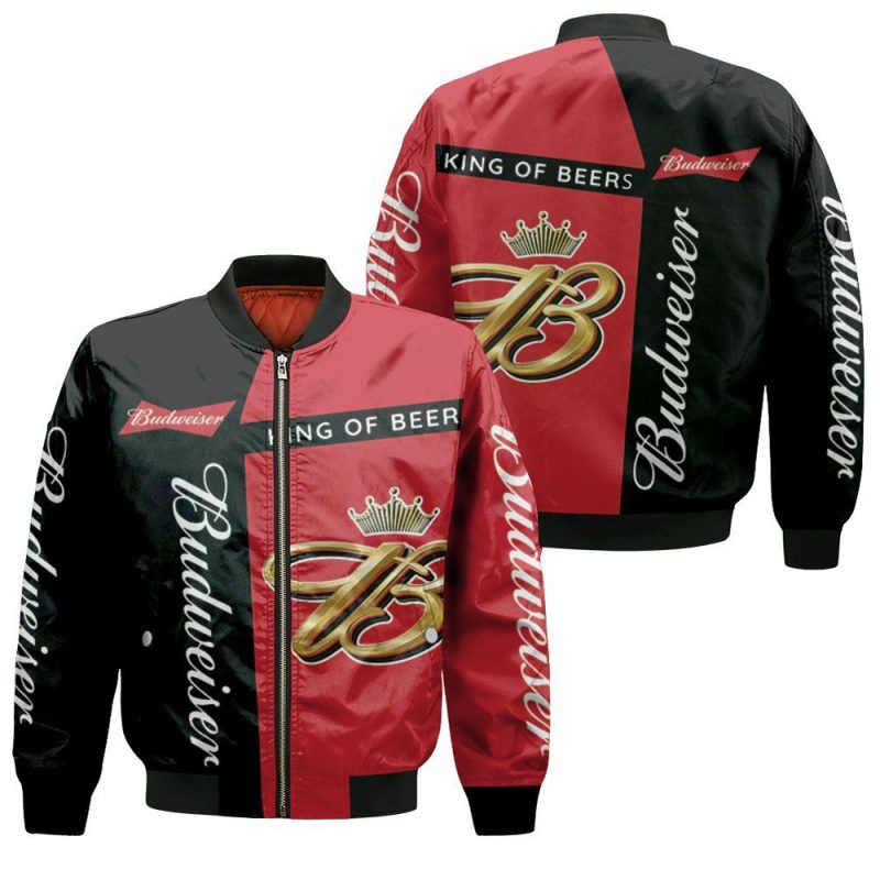 Budweiser Red Black Bomber Jacket V5